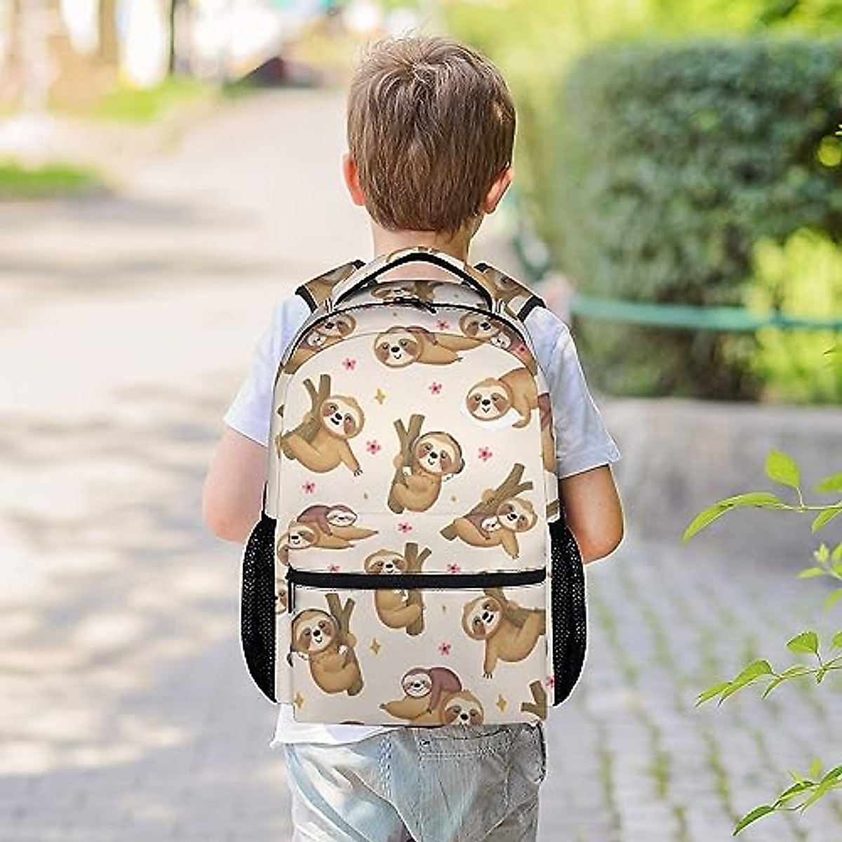 UNIKITTY Sloth Backpack for Girls Boys, 16 Inch Brown Backpacks for School, Cute, Large Capacity Bookbag for Kids Travel