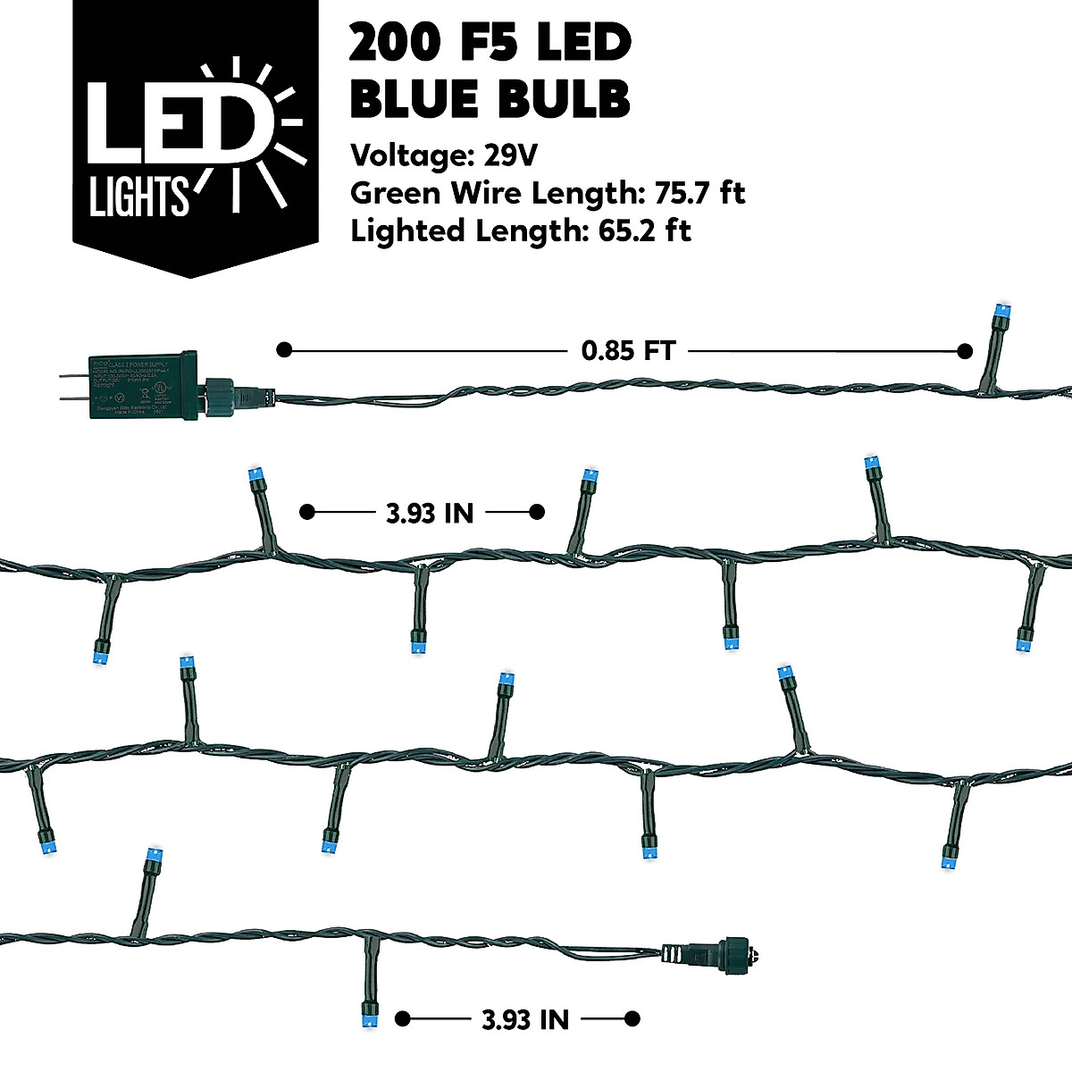 Joiedomi 200 LED Blue Halloween String Lights with 8 Modes 65.2FT Green Wire for Indoor Outdoor Holiday Décor Halloween Event Decoration, Tree, Eaves, Haunted House Theme Party