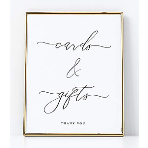 Cards and Gifts Sign for Wedding Ceremony and Reception White Sign with Black Lettering Printed on Professional Thick Linen Cardstock White Wedding Decoration UNFRAMED Elegant Minimalist Style