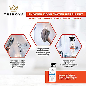 TriNova Shower Door Protectant - Glass Water Repellent - Shower Door Glass Sealant - Causes Water Beading - Prevents Soap Scum and Hard Water Buildup - 18 fl oz
