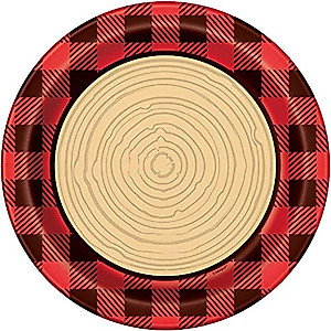 Unique Plaid Lumberjack Round Dinner Paper Plates, 9", Multicolor