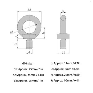 Lifting Shoulder Eye Bolt, Clear Thread Q235 Steel 5PCS Eye Bolt Anti Uniform Force for Auto for Construction(M10)