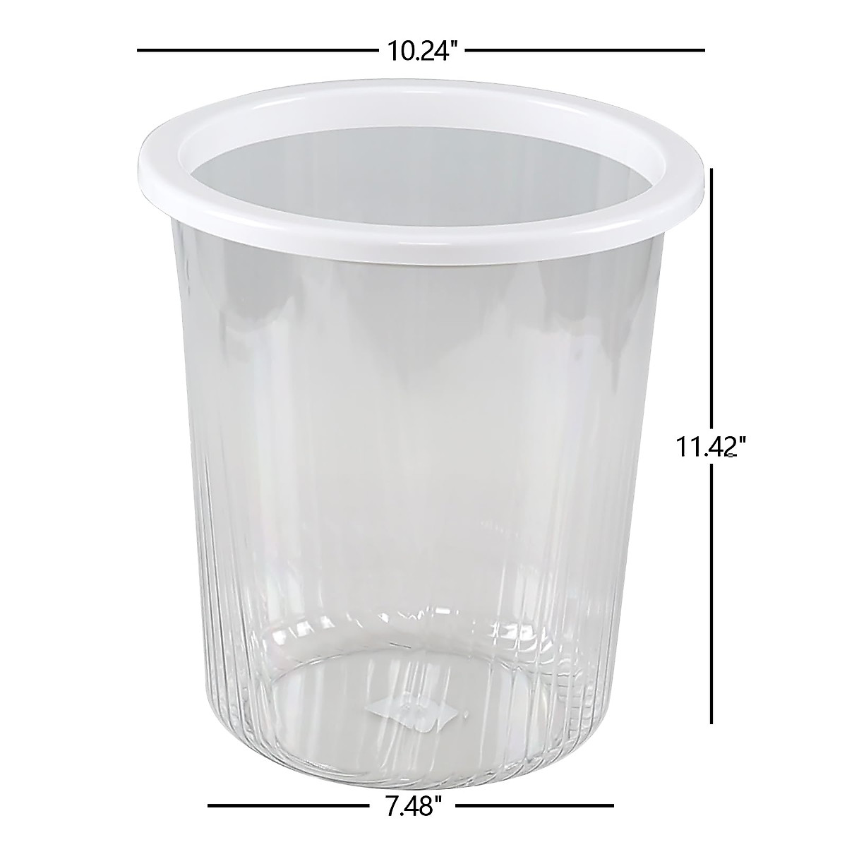 Morcte 4-Pack Acrylic Clear Round Wastebasket, 2.6 Gallon Plastic Small Trash Can for Bathroom, Home, Office