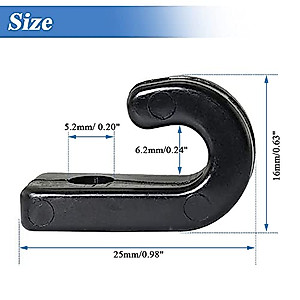 Mesee 50 pcs Kayak J Hooks Black Nylon, Plastic J-Shaped Bungee Cord Lashing Hook,Tie Down J-Hooks for Kayaks/Canoes Repair/Paddle Board/Rowing Boats Accessory