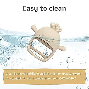 Smore Baby Silicone Teether Toy, Teether for Babies 0-6 Months, BPA Free, Anti Dropping Wrist Hand Teethers Baby Chew Toys, for Sucking Needs, for Soothing Teething Pain Relief (Beige)