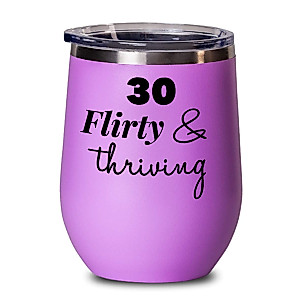 30th Birthday Wine Glass, Happy 30th Birthday Win Tumbler, 30th Birthday Alcohol, 30th Birthday Cups, 30 Flirty and Thriving