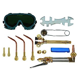 YaeTek 12PCS Oxygen & Acetylene Torch Kit Welding & Cutting Gas Welder Tool Set with Welding Goggles