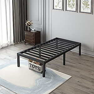 Yitong Angel Twin Bed Frame, 14 Inch High 3500 lbs Heavy Duty Metal Platform, Mattress Foundation with Steel Slat Support/No Box Spring Needed/Noise Free/Non-Slip/Easy Assembly
