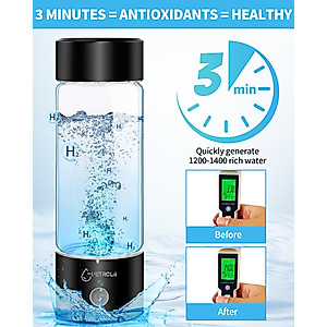 Hydrogen Water Bottle 2024, Hydrogen Water Bottle Generator with SPE PEM Technology Water Ionizer, Hydrogen Water Machine Improve Water in 3 Minutes for Home, Office, Travel, Daily Drinking(Black)