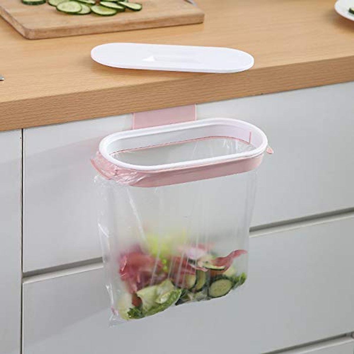 tbpersicwT Trash Bag Holder, Garbage Bag Holder Kitchen Cupboard Door Drawer Cabinet Hanging Trash Bin Rack Kitchen Storage - Orange