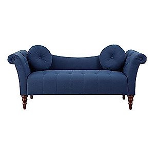 Lexicon Adira 75" Traditional Fabric Settee with 2 Pillows in Blue