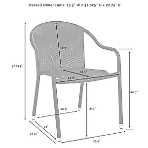 Crosley Furniture Palm Harbor 4-Piece Stackable Outdoor Chair Set, Wicker Patio Chairs for Dining, Porch, Brown