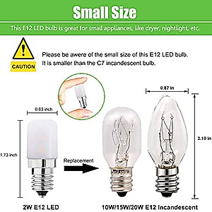 Makergroup E12 Dryer LED Light Bulb for Dryer Drum and Specific 120V S6 Water Dispenser Light Bulb WE05X20431 22002263 Candelabra Screw Base Night Light, 2W Cool White 6000K 2-Pack