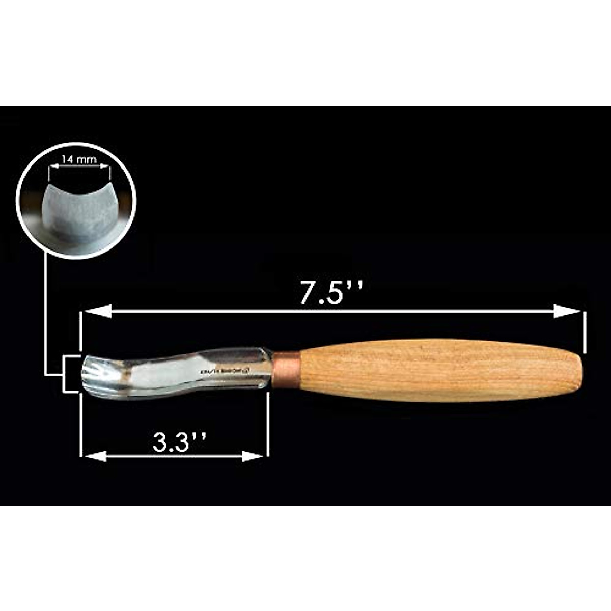 BeaverCraft, Wood Carving Bent Gouge K8a/14 0.55" - Spoon Carving Tools - Woodworking Hand Chisel Compact Wood Carving Knife for Beginners and Profi - Hobbies for Adults and Kids - Carbon Steel Blade