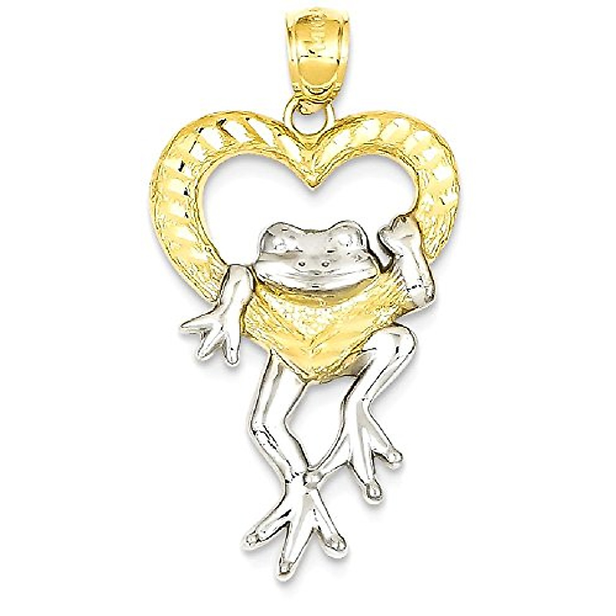 IceCarats 14K Yellow Gold Frog Heart Necklace Love Pendant Charm Only