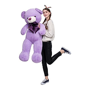 MaoGoLan Giant Purple Teddy Bear 47 inch Life Size Bear Stuffed Animal Plush Toy Valentines Bear for Girls Girlfriend Wife Children Teens