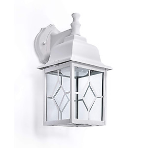 CORAMDEO Outdoor LED Square Wall Sconce Light for Porch, Patio, Deck, Wet Location, Built in LED Gives 100W of Light from 11W of Power, 1000 Lumens, 3K, Durable Cast Aluminum with White Finish