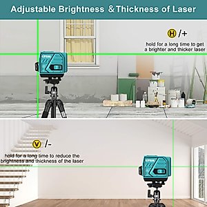 Kiprim 3x360° Green Laser Level Self-Leveling Tool 100ft for Construction Adjustbable Brightness, Remote Controller, Magnetic Rotating Stand,Portable Bag and Adapter Included