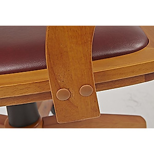 OSP Home Furnishings Deluxe Wood Banker's Desk Chair with Padded Seat, Adjustable Height and Locking Tilt, Fruitwood Finish and Brown Vinyl