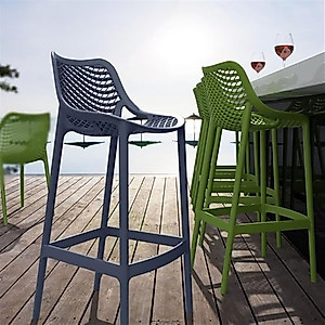Home Square Patio Bar Stool in Dark Gray Finish - Set of 2