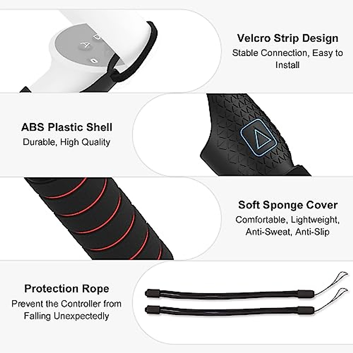 AMVR Gorilla Tag Long Arms Beat Saber Handles for Oculus Quest 2/Quest/Rift S, VR Controller Extension Grip Accessories 2 in 1 Sticks Attachment to Enhance VR Experience, Reinforcement with Tie Wraps
