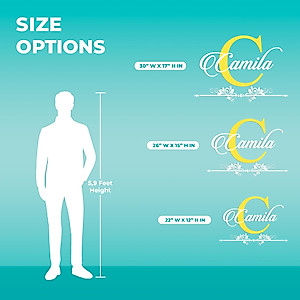 Custom Name and Initial Wall Decal Nursery - Baby Girl Decoration - Mural Wall Decal Sticker for Home Interior Decoration Car Laptop (M283) (Wide 30" x 17" Height)