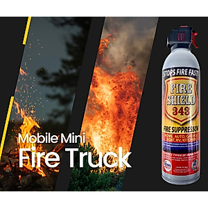 Fire Shield 343 - Home & MOBILE Use Aerosol Fire Suppressant Spray Foam Eliminates Gasoline, Kitchen Grease, Oil, Wood Fires. For Garage, House, Camping, RV & More