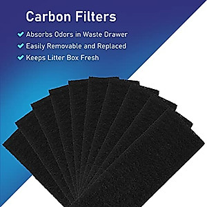 PET STANDARD Replacement Carbon Filters & 1 Replacement Seal Strip Set Compatible with Litter-Robot 3® Self-Cleaning Cat Litter Box, Pack of 10