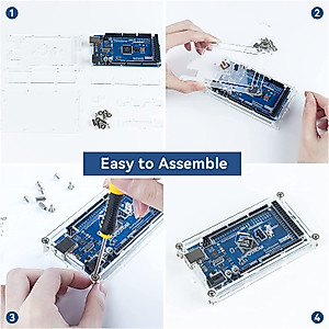 SunFounder 2560 Case Enclosure Transparent Gloss Acrylic Computer Box Compatible with Arduino Mega 2560 Rev3 R3, Genuino Mega 2560 Rev3 (Mega 2560 Board not Included)