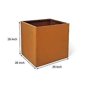 GZGNEEVL Corten Steel Planter Box Metal Square Planters Steel Large Planter Outdoor Tall Plant Durable Antique Detached for Commercial Residential Patio Deck and Backyard 26 Inch