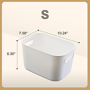 WINWOL S White Bins for Organizing - Plastic Storage Baskets for Shelves,Organizer Bin Large,For Home and Office Use,Efficient Storage Bin for All Needs (S)