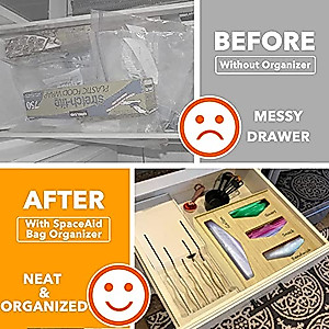 bamboo food sandwich ziplock bags storage organizers and storage drawers for drawer kitchen, gallon plastic gallon quart ziploc baggie holders dispenser…