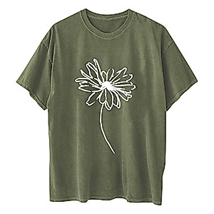 Womens Summer Fashion Loose T Shirt Round Neck Short Sleeve Tops