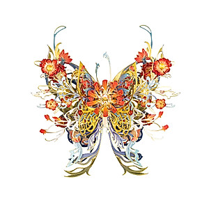 MU 3D Metal Puzzle Model Kits for Adult Flower and Butterfly D-Sunset, Assembled Metal Insects Puzzles for Beginner to Build, Birthday Xmas Gifts Brain Teaser DIY Set Home Decor