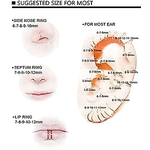 BOGKU 6pcs G23 Titanium Septum Rings 16G Diameter 6mm/8mm/10mm Hinged Nose Ring Hoops for Women Men Cartilage Hoop Earrings Body Piercing Rings Blue Lip Rings