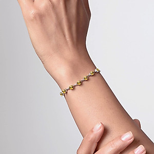 Gem Stone King 2.24 Cttw Yellow Citrine 7-Stone Tennis Bracelet For Women In 925 Sterling Silver | Gemstone Birthstone | Fits Up To 9 inches Wrist