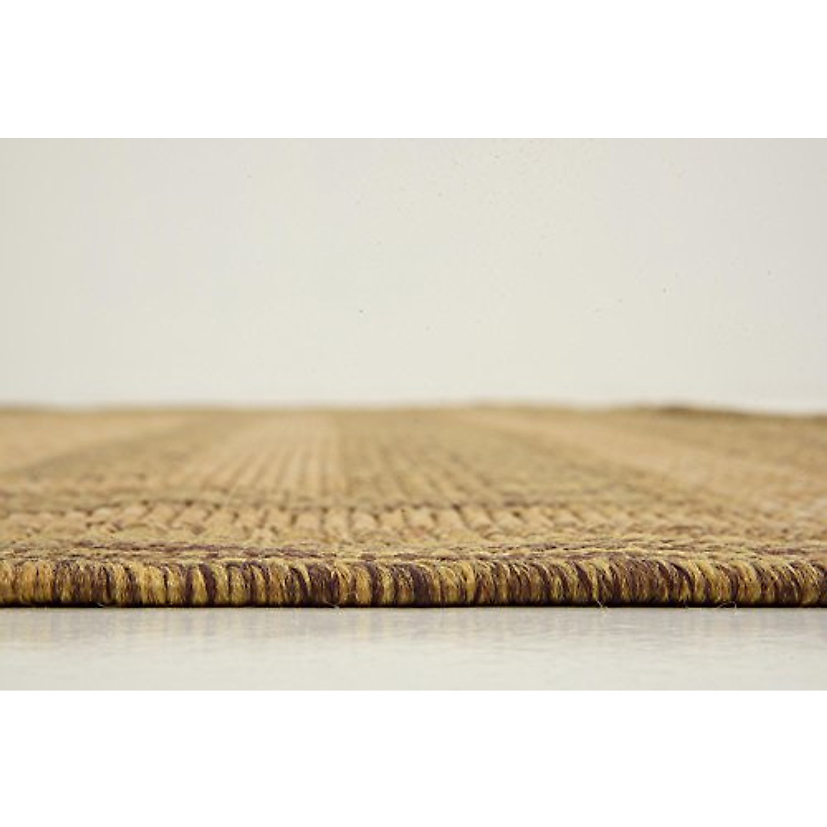 Unique Loom Outdoor Border Collection Area Rug - Multi Border (7' 1" x 10' Rectangle, Tan/ Light Brown)