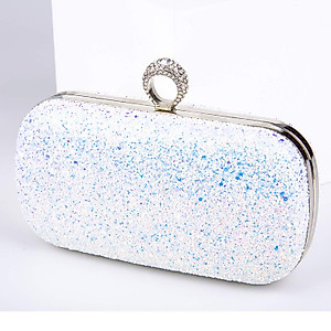 Women Evening Bags Handbags Glitter And Clutches for Women Purse Totes Dance Wedding Party Parites PromWith Two Chain Strap Black Pink Gold Silver White(white)