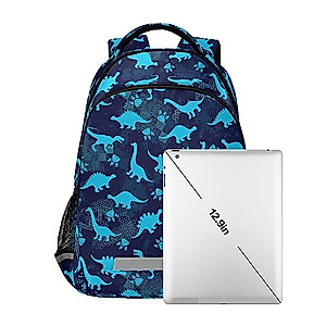 JHKKU Blue Cartoon Dinosaur Backpack for Girls Boys School Bags Teen Personalized Bookbag, Lightweight Laptop Bag Travel Backpacks