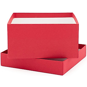 Made in USA Recycled Paper Kraft Boxes – 6.25”, 7.25” & 8.25” – Nested Squared Boxes with Lids (Large Set of 3 - Wild Cherry Red)