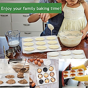 Herogo 2 Pack Stainless Steel Muffin Pan Tin for Baking, 6-Cup and 9-Cup Metal Nonstick Cupcake Molds Tray Set for Making Egg Muffin, Easy to Clean & Quick Release, Oven & Dishwasher Safe