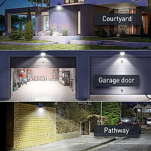 Eyesgood Solar Outdoor Lights Waterproof 2 Pack LED Solar Powered Flood Lights with Motion Sensor Dusk to Dawn Outdoor Lighting with 16.4Ft Cable for Outside Yard Porch Garden Patio Path