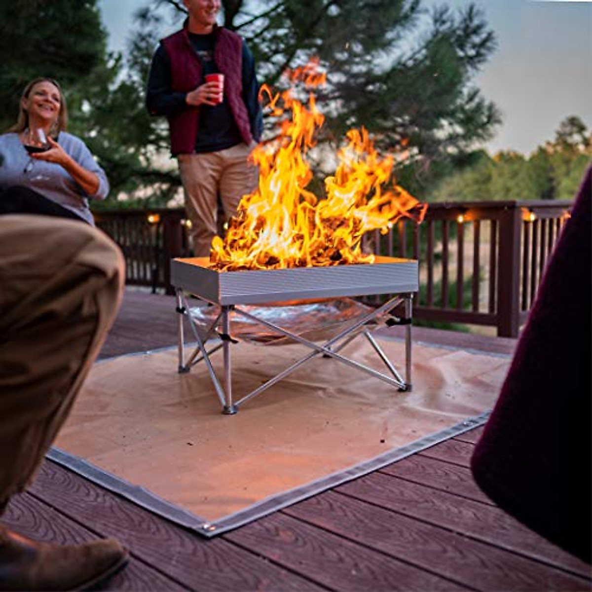 Campfire Defender Protect Preserve Pop-Up Fire Pit | Portable and Lightweight | Fullsize 24 Inch | Weight 8 lbs. | Never Rust Fire Pit | Included Heat Shield for Leave No Trace Fires