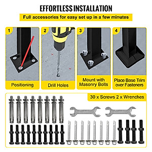 Happybuy Handrails for Outdoor Steps, Fit 2 or 3 Steps Outdoor Stair Railing, Picket#2 Wrought Iron Handrail, Flexible Porch Railing, Black Transitional Handrails for Concrete Steps or Wooden Stairs
