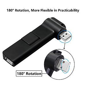 RIIEYOCA 4 Port USB 2.0 Hub, 90°/180° Degree rotatable USB Expansion allocator, for PC, Laptop, Keyboard, Mouse, Hard Drives and Other USB 2.0 Adapter(Black)