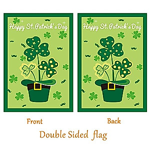St Patrick's Day Garden Flag,Shamrock/Hat St Patricks Flag 12.5 x 18 Inch Double-Sided Display 2 Layer Linen for Garden and Home Decorations
