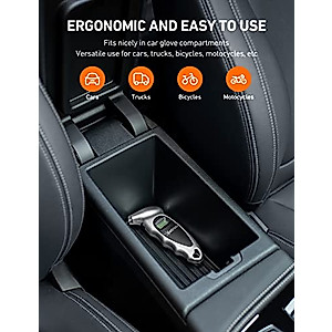 AstroAI Digital Tire Pressure Gauge 150 PSI 4 Settings for Car Truck Bicycle with Backlight LCD and Non-Skid Grip Car Accessories, Silver (1 Pack)