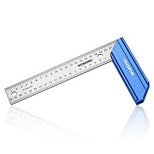 WORKPRO 8 Inch Try Square with Aluminum Handle - Woodworking Square Precision for Professional Carpentry Use & Premium Stainless Steel Ruler