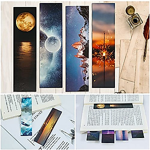 MWOOT 30 Star Sunset Paper Bookmark, Starry Galaxy Universe Page Clip Paper Bookmark Set, Creative Stars Embellished Paper Bookmarks Gifts for Book Friends as Reading Markers (15 x 4 cm, 30 Styles)