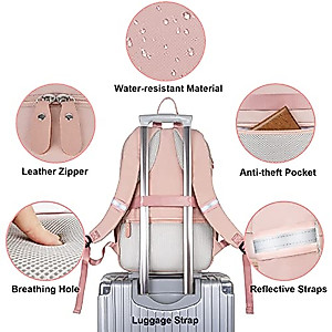 Ytonet Gym Backpack For Women, Travel Backpack with Shoe Compartment & Wet Pocket 15.6 Inch Womens Laptop Backpack Girls College School Bookbag, Water Resistant Anti Theft Bag Backpack Gifts, Pink